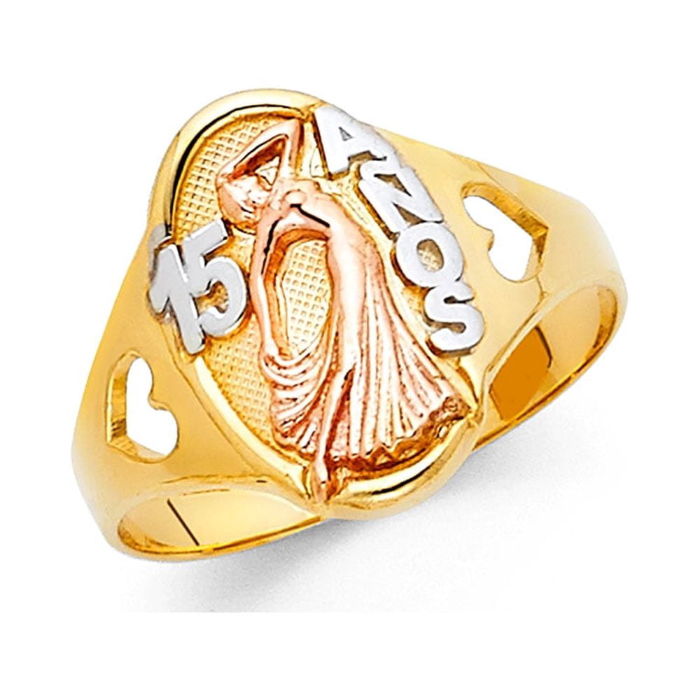 Jewels By Lux 14K White Yellow and Rose Three Color Gold Fifteen 15 ...