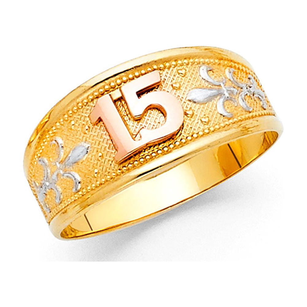 Jewels By Lux 14K White Yellow and Rose Three Color Gold Fifteen 15 ...