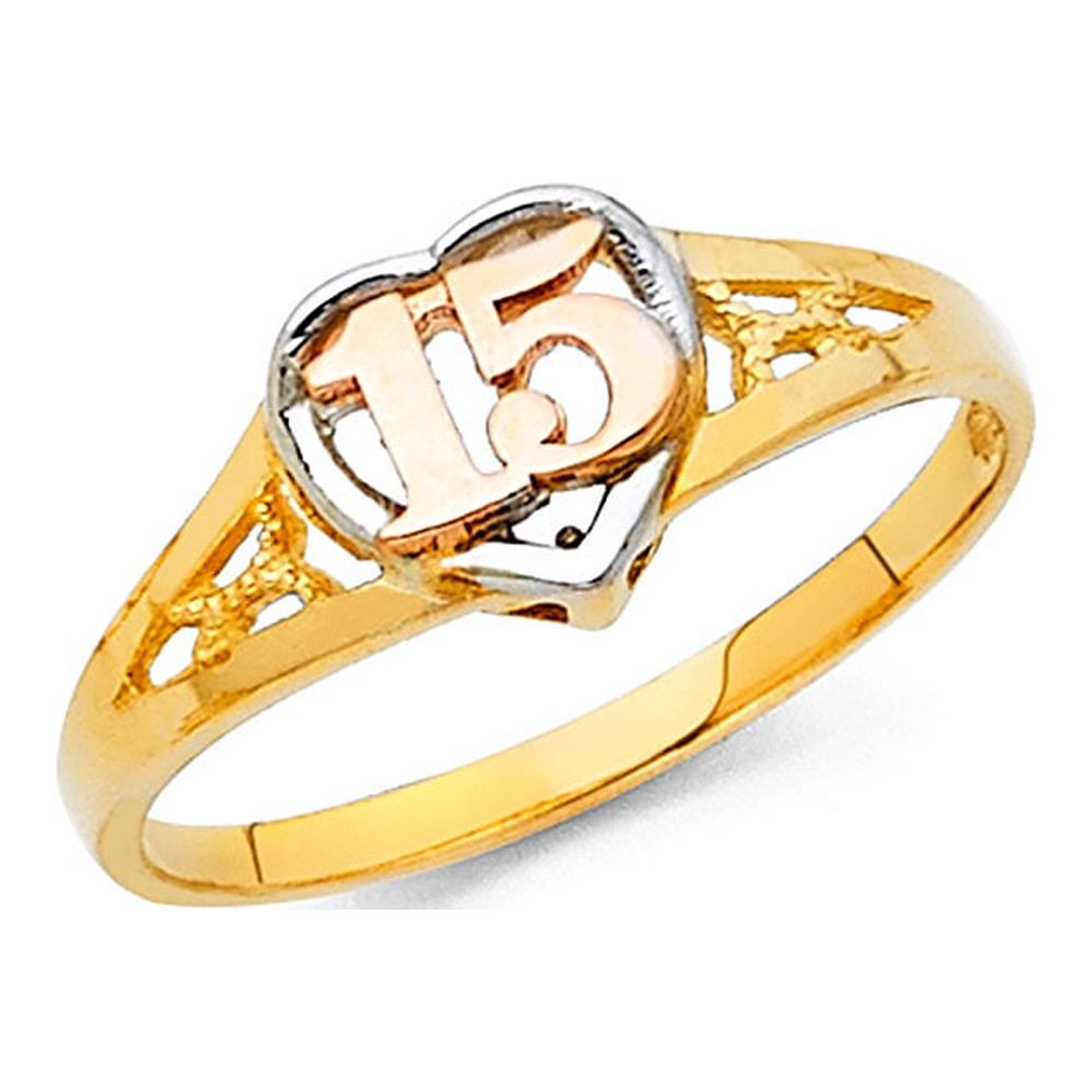 Jewels By Lux 14K White Yellow and Rose Three Color Gold Fifteen 15 ...