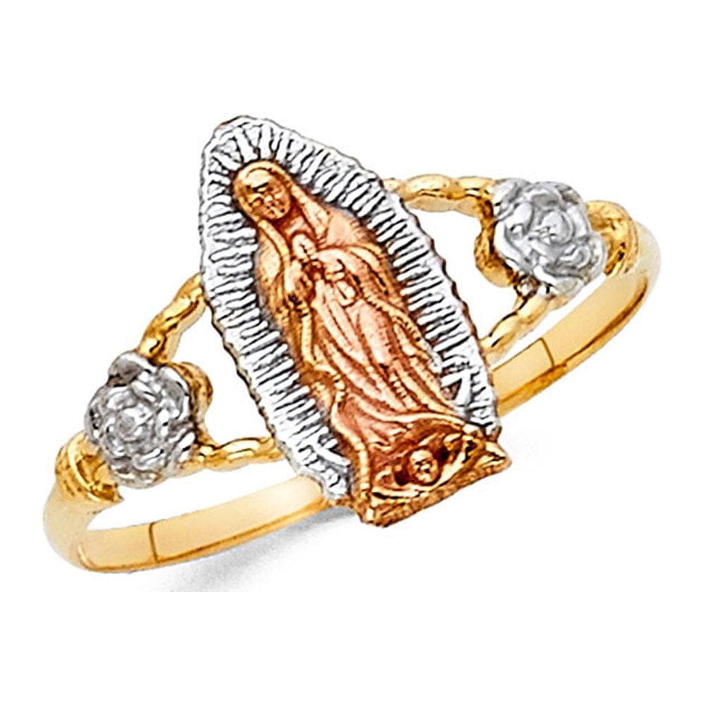 Jewels By Lux 14K White Yellow and Rose Three Color Gold Our Lady of ...