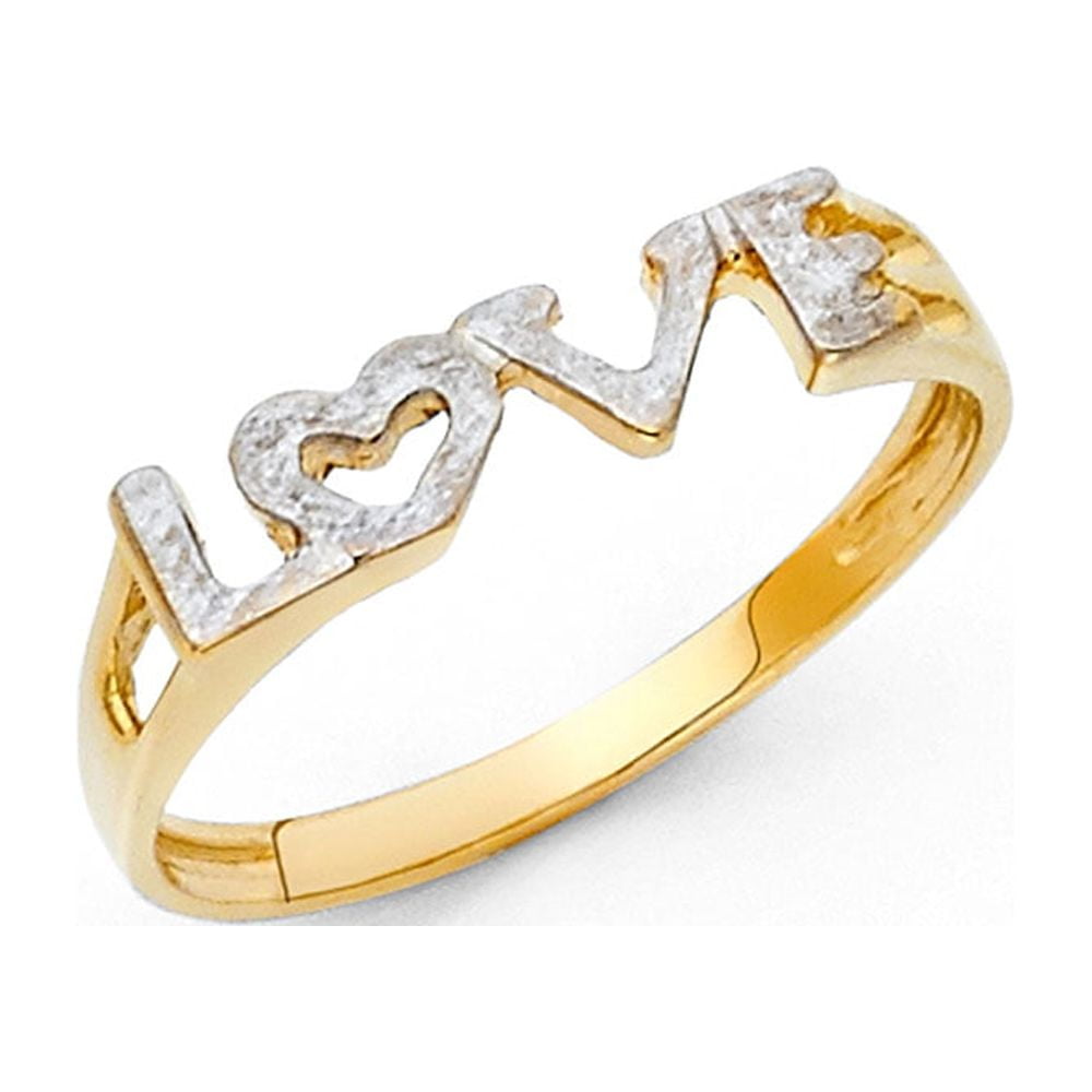 Jewels By Lux 14K White and Yellow Gold Two Tone Love Ring Size 7.5 ...