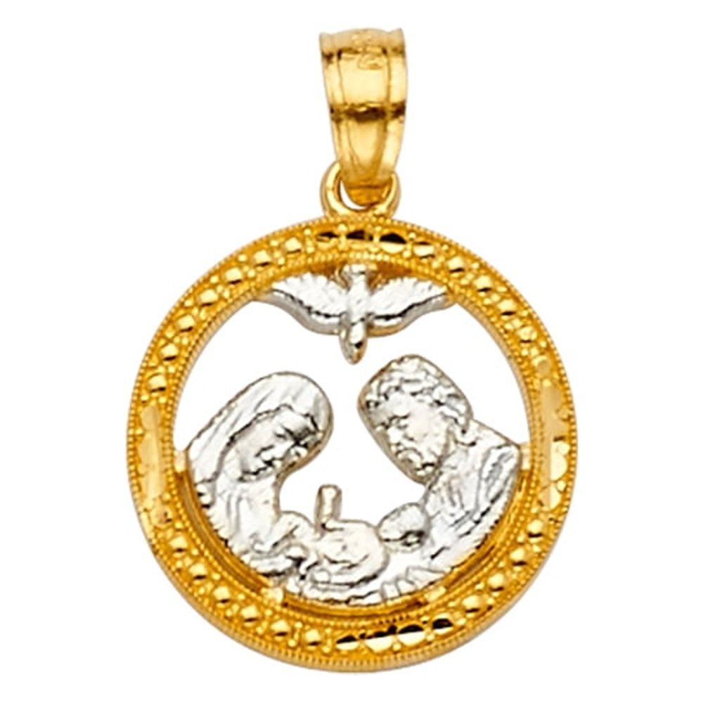 Jewels By Lux 14K White and Yellow Two Tone Gold Baptism Pendant 21mm X ...