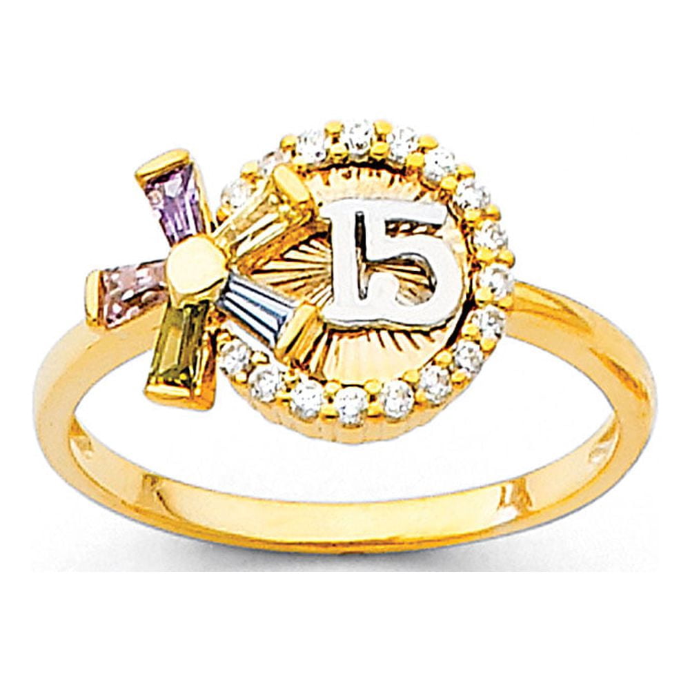 Jewels By Lux 14K Yellow Gold Fifteen 15 Years Birthday Quincea–era ...
