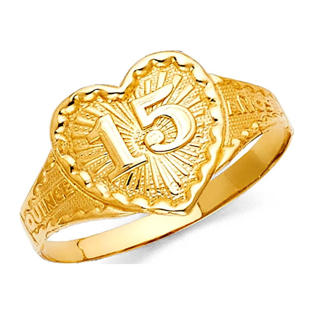 Jewels By Lux 14K Yellow Gold Fifteen 15 Years Birthday Quincea–era ...