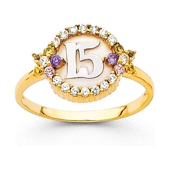 Jewels By Lux 14K Yellow Gold Fifteen 15 Years Birthday Unicameral ...