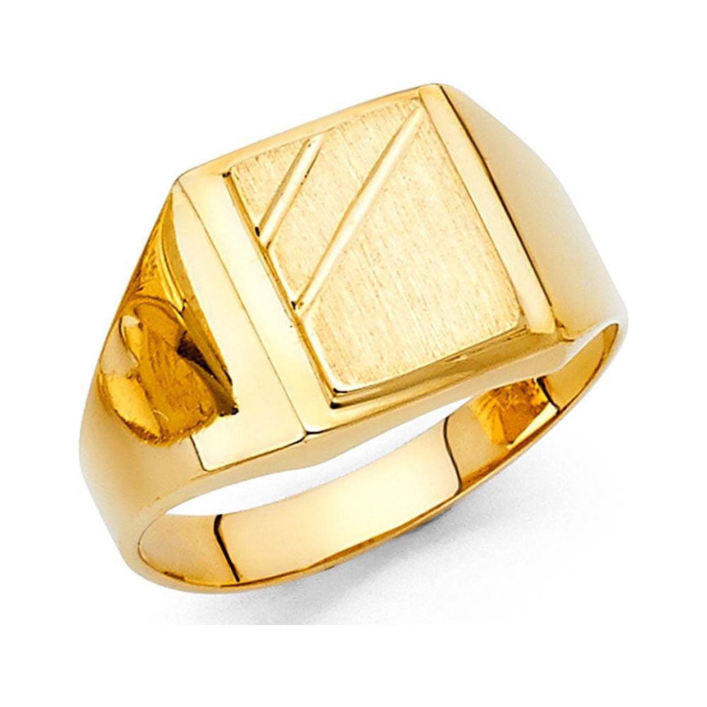 Jewels By Lux 14K Yellow Gold Mens Engravable Signet Ring Size 11.5 ...