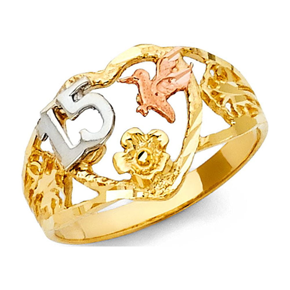 Jewels By Lux 14K Yellow White and Rose Three Color Gold Fifteen 15 ...
