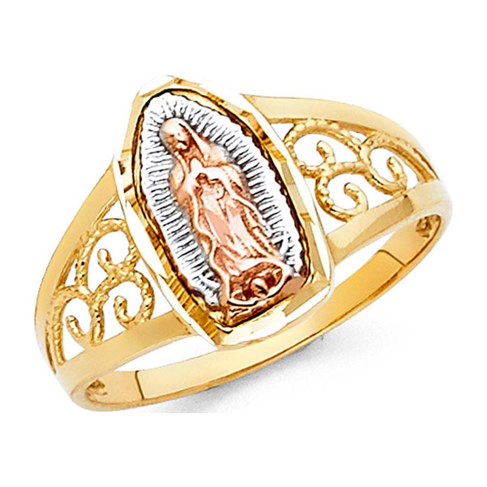 Jewels By Lux 14K Yellow White and Rose Three Color Gold Our Lady of ...