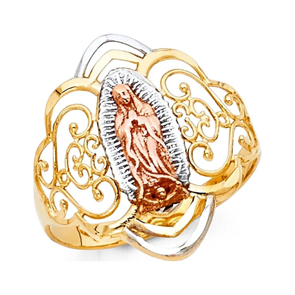 Jewels By Lux 14K Yellow White and Rose Three Color Gold Our Lady of ...
