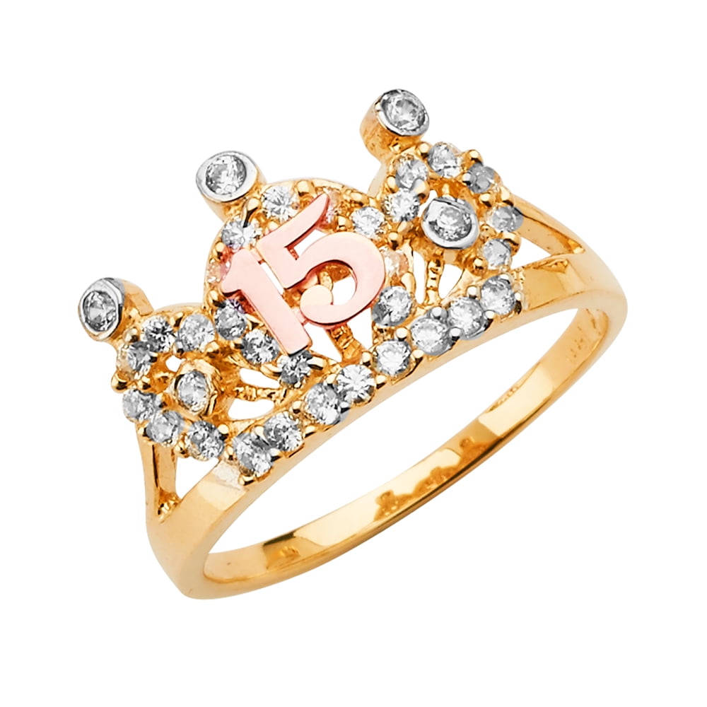 Jewels By Lux14K Yellow White and Rose Three Color Gold Fifteen 15 Year ...