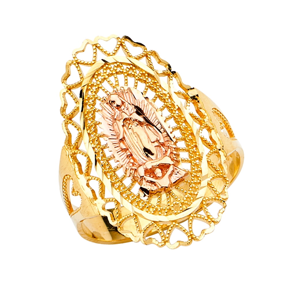 Jewels By Lux14K Yellow White and Rose Three Color Gold Our Lady of ...