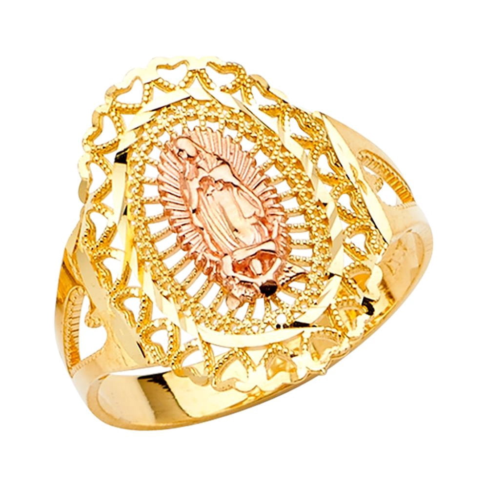 Jewels By Lux14K Yellow White and Rose Three Color Gold Our Lady of ...