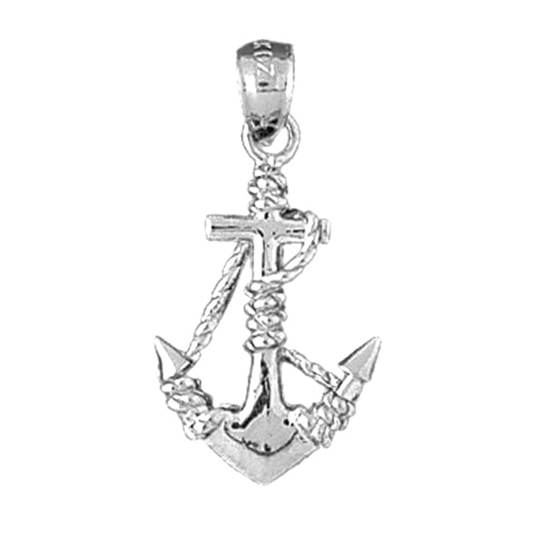 Jewels Obsession Sterling Silver Anchor With Rope 3D Pendant - Walmart.com