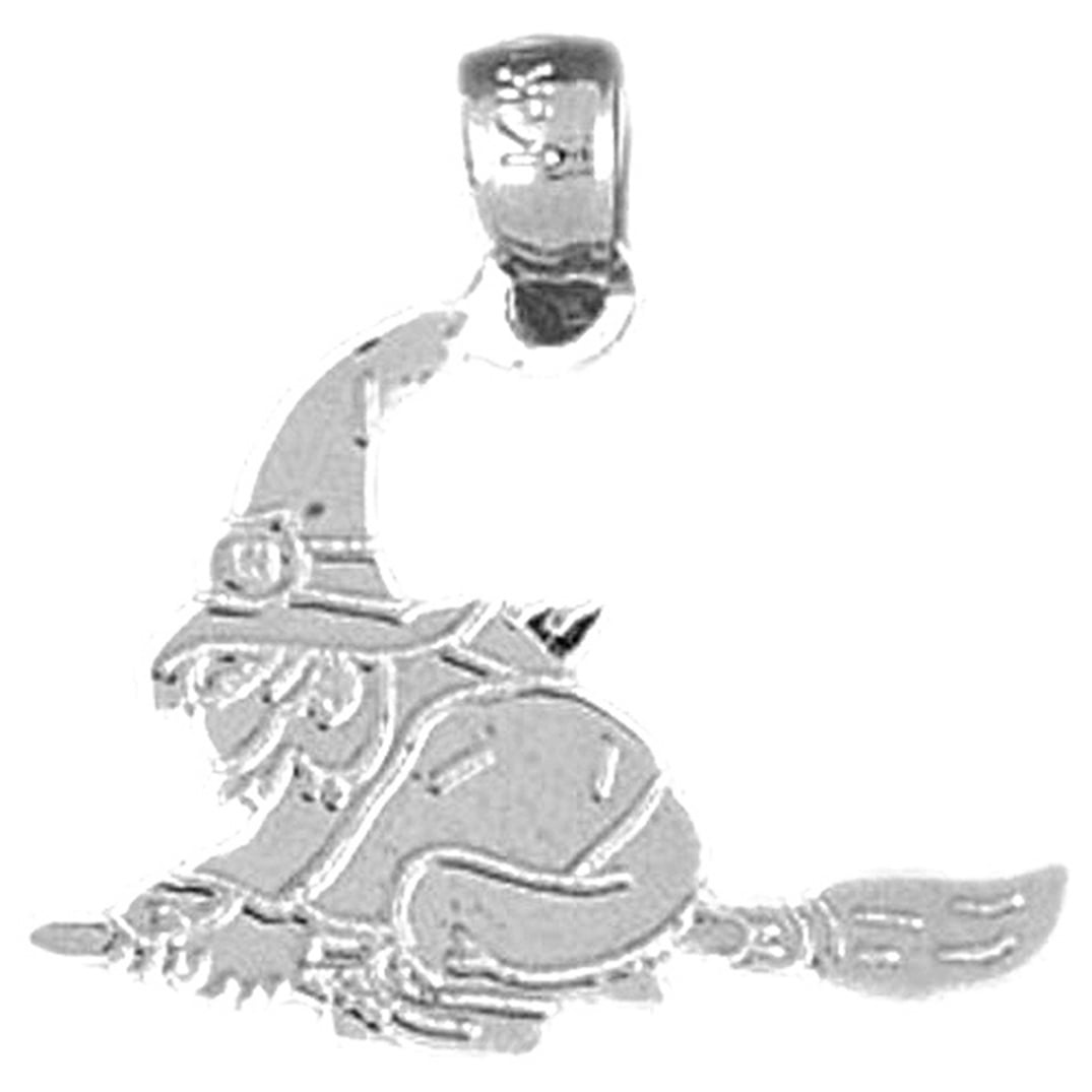 Jewels Obsession Sterling Silver Witch On Broom Pendant - Walmart.com