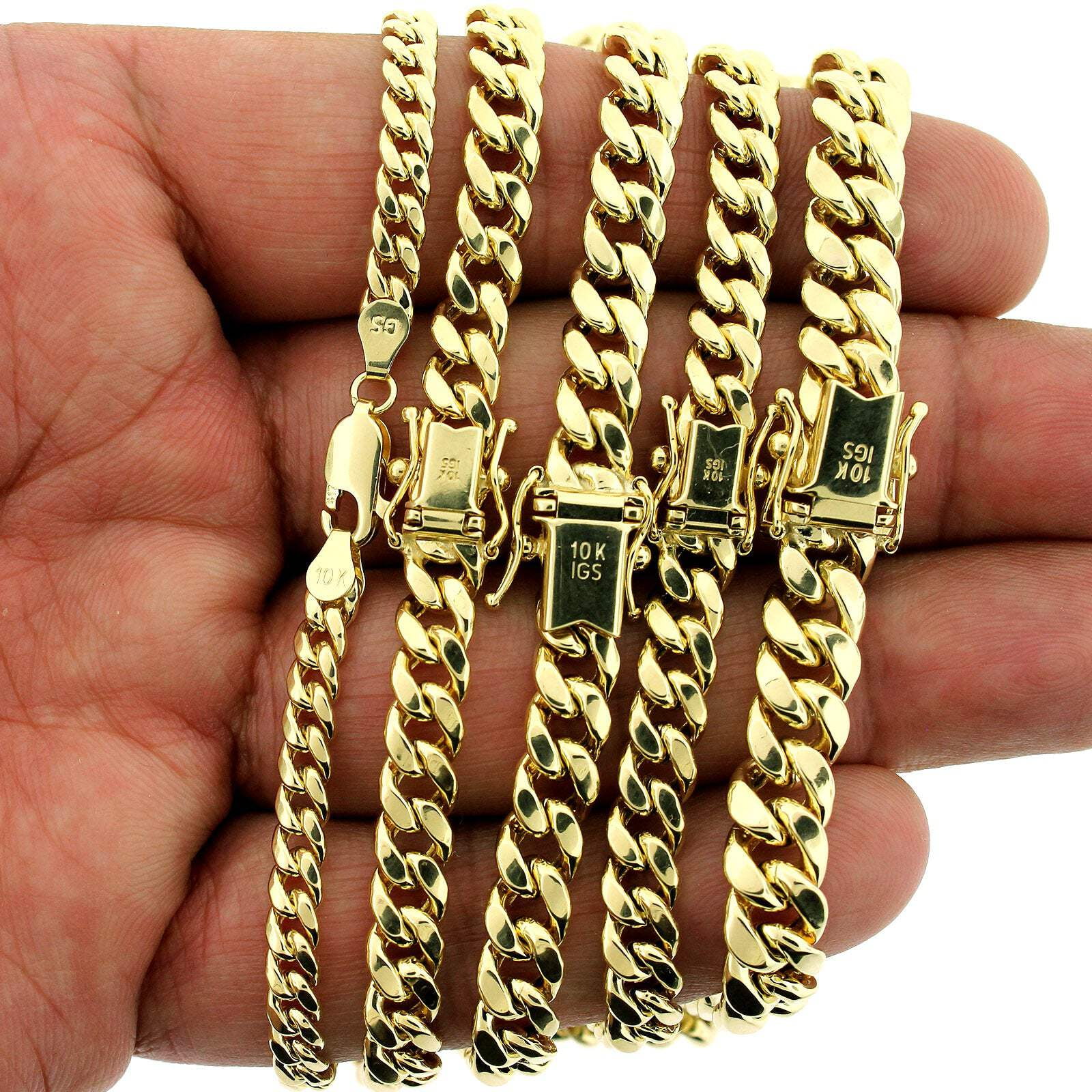 JewelzKing Men's Necklace 10K, Solid Yellow Gold, 5mm-10mm, Miami Cuban Link Chain - Walmart.com