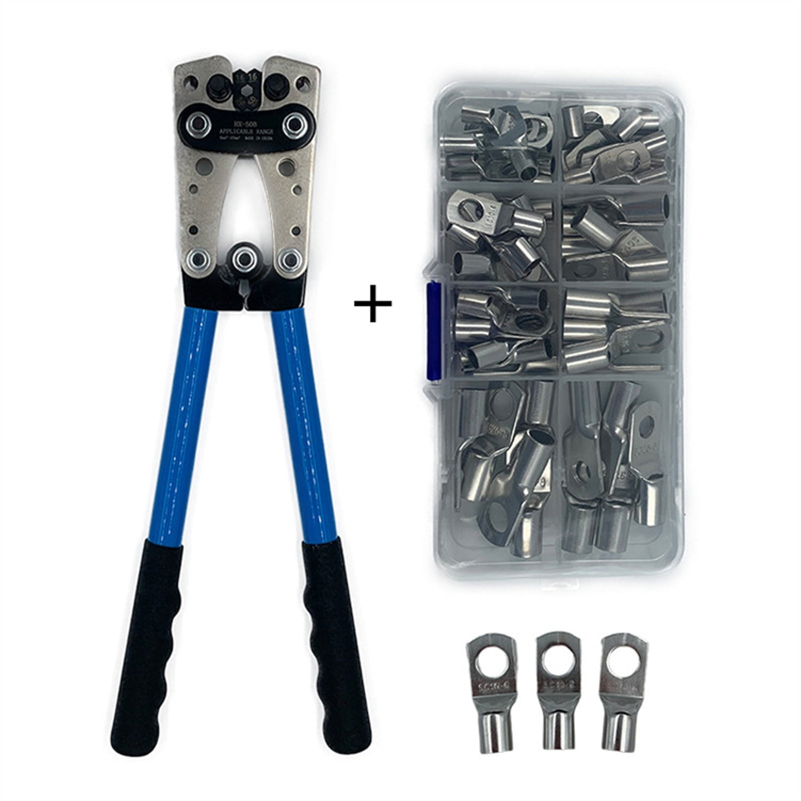 Jewii Crimping Plier 6-50mm AWG 22-10 Tube Terminal Crimper Hex Crimp Tool Multitool Battery ...