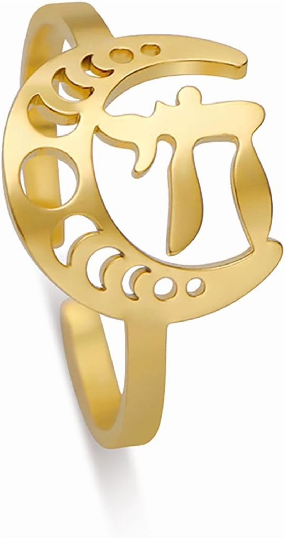 Jewish Chai Rings Hebrew Letter Pendants Crescent Moon Rings Symbols of ...