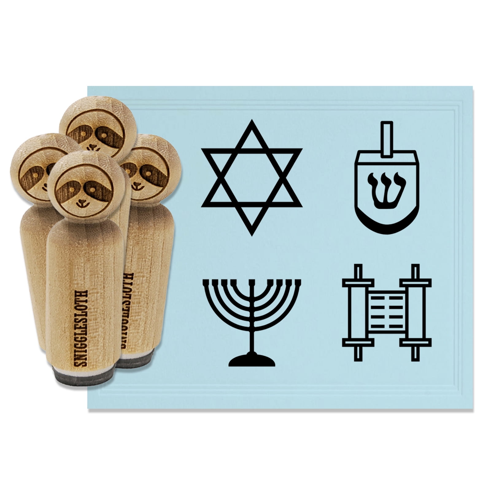 Jewish Hanukkah Menorah Dreidel Torah Star of David Rubber Stamp Set ...