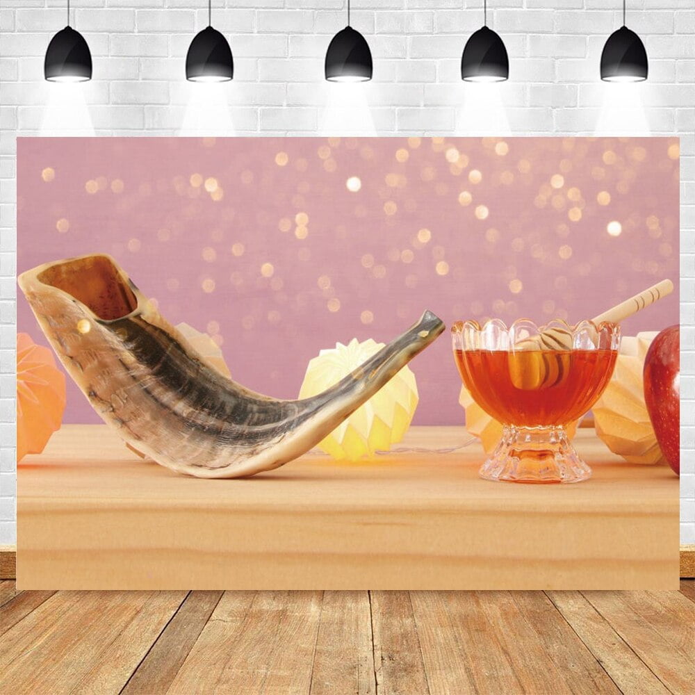 Jewish New Year Background Rosh Hashanah Honey Pomegranate Shofar ...