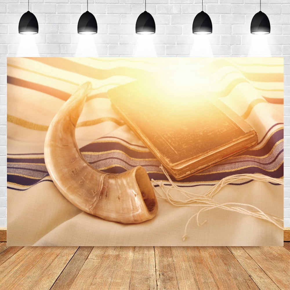 Jewish New Year Rosh Hashanah Backdrop Pomegranate Shofar Holy Bible ...