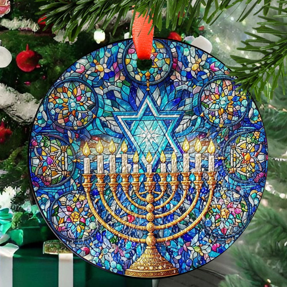 Jewish Star of David Glass Suncatcher, Jewish menorah Window Hanging ...