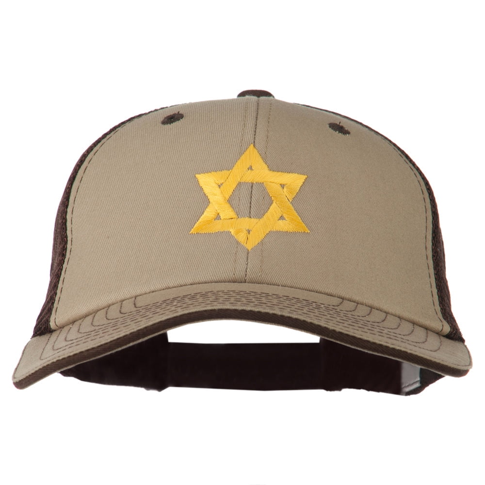 Jewish Star Embroidered Big Size Mesh Cap - Khaki Brown XL-3XL ...