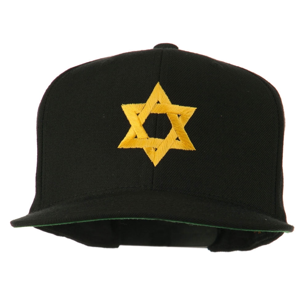 Jewish Star Embroidered Prostyle Snapback Cap - Black OSFM - Walmart.com