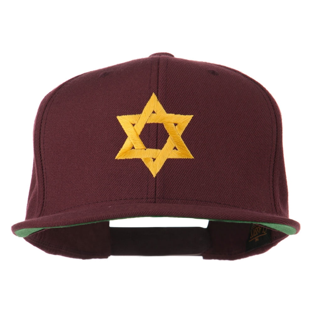 Jewish Star Embroidered Prostyle Snapback Cap - Maroon OSFM - Walmart.com