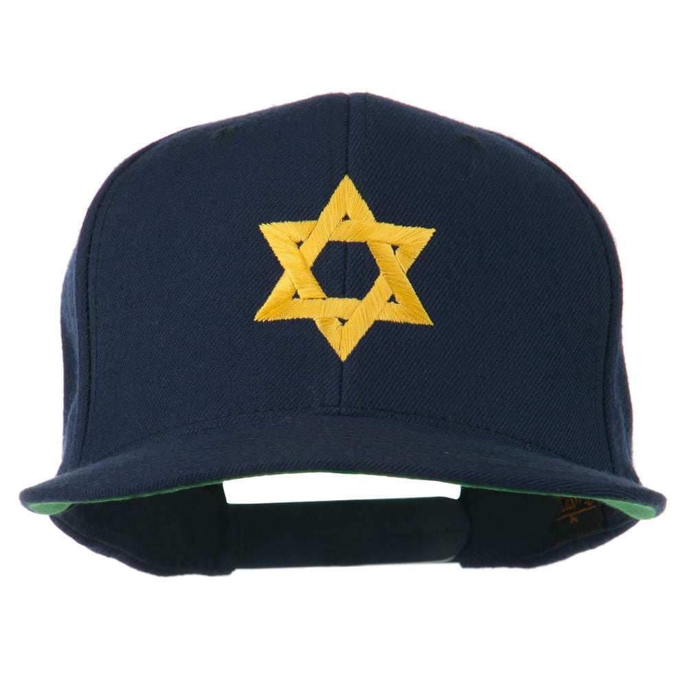 Jewish Star Embroidered Prostyle Snapback Cap - Navy OSFM - Walmart.com