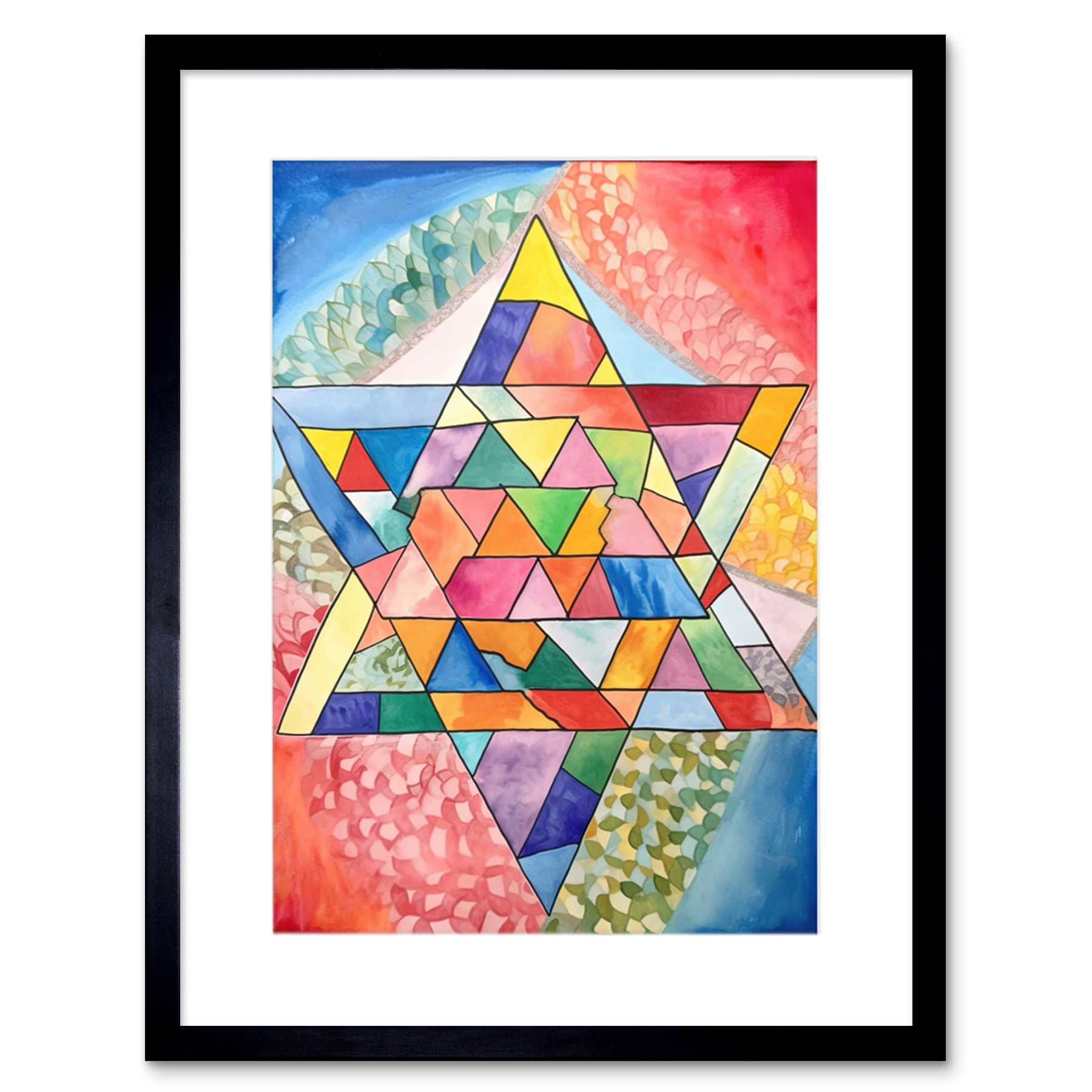 Jewish Star Of David Patterns Geometric Folk Art Watercolour Painting ...