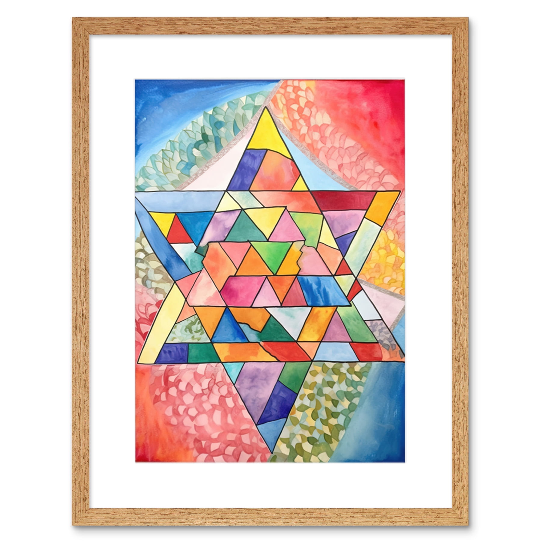 Jewish Star Of David Patterns Geometric Folk Art Watercolour Painting ...
