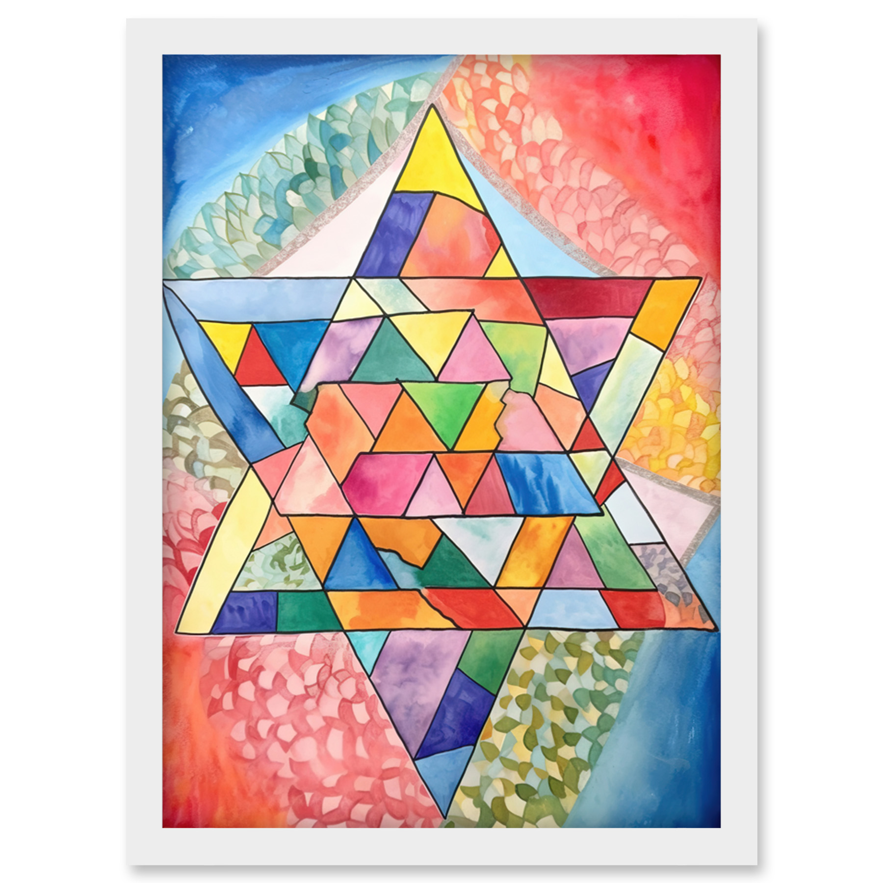 Jewish Star Of David Patterns Geometric Folk Art Watercolour Painting ...
