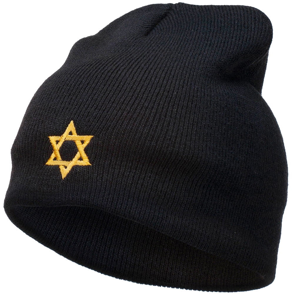 Jewish Star of David Embroidered Short Beanie - Black OSFM - Walmart.com