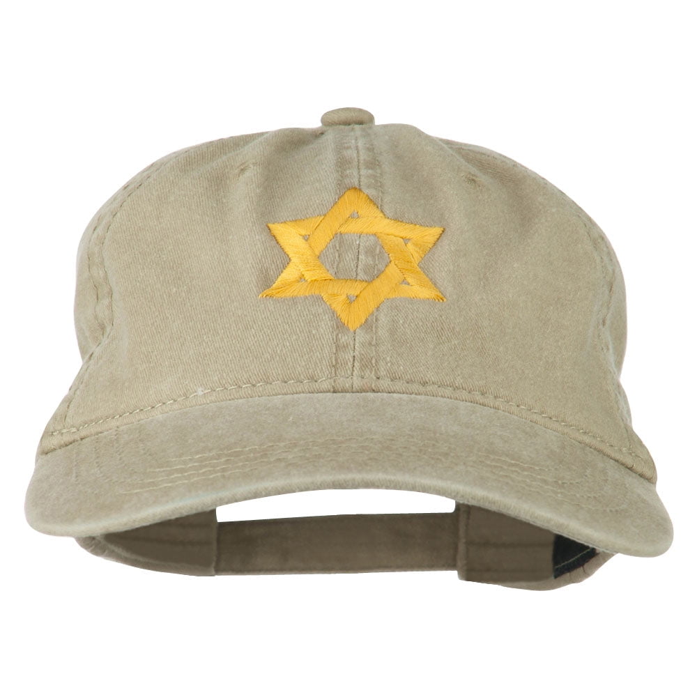 Jewish Star of David Embroidered Washed Cap - Khaki OSFM - Walmart.com