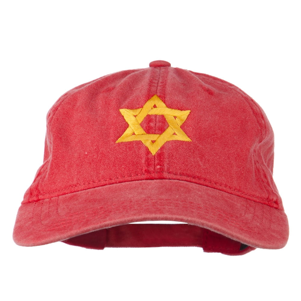 Jewish Star of David Embroidered Washed Cap - Red OSFM - Walmart.com