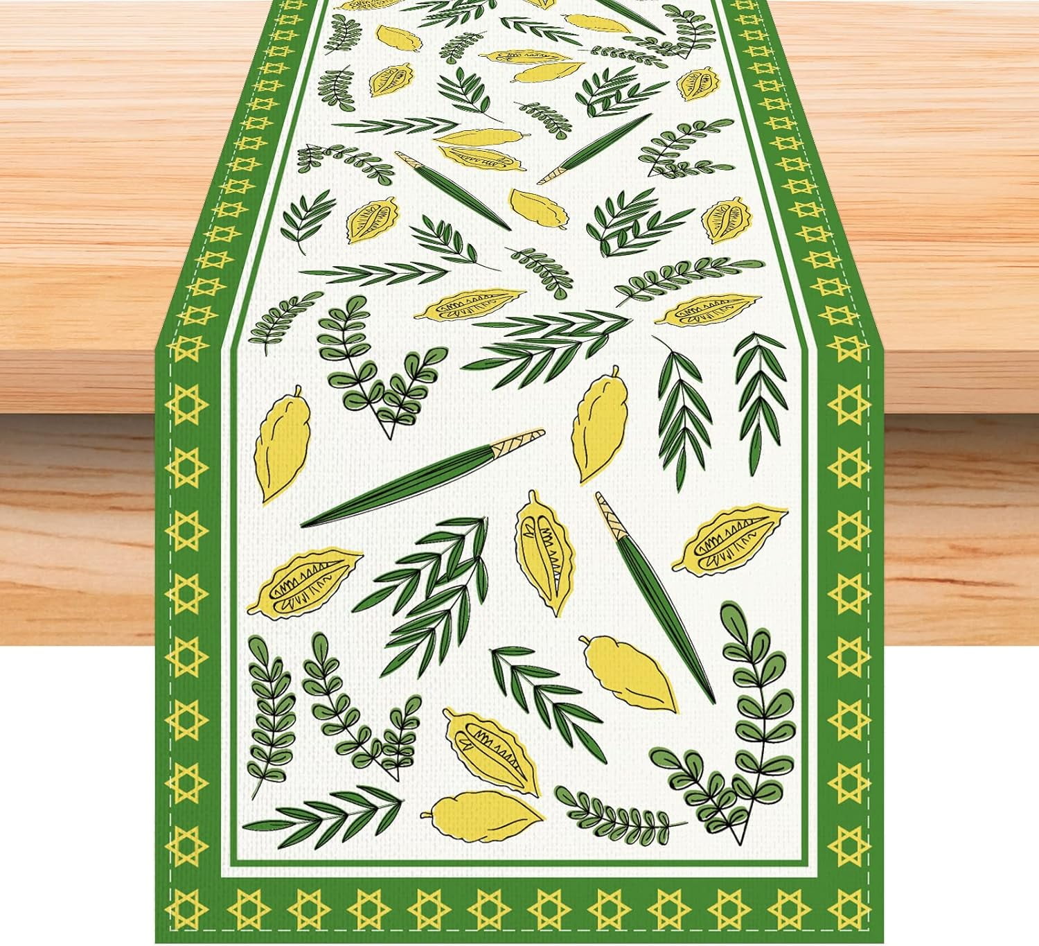 Jewish Sukkot Linen Table Runner Dresser Scarf Washable Jewish Sukkah ...
