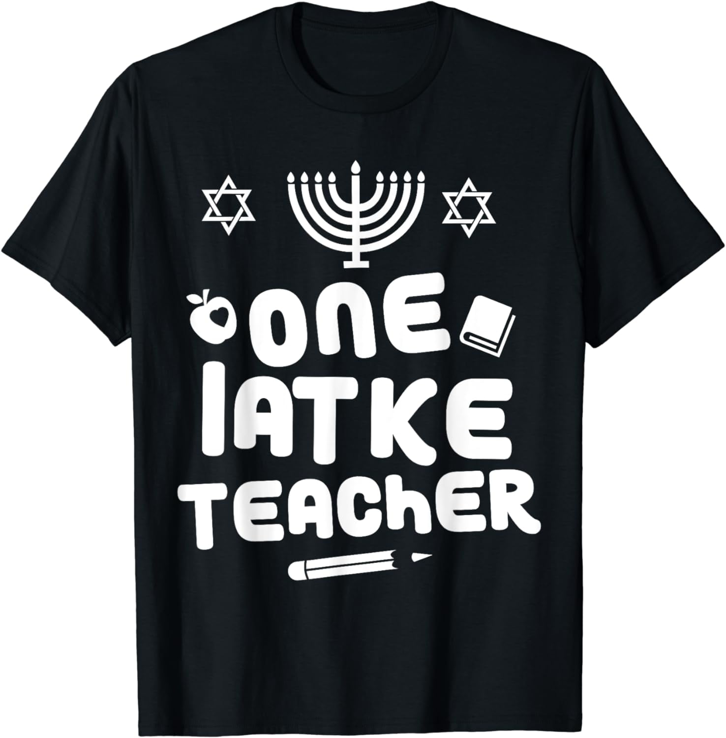 Jewish Teacher Gift One Latke Teacher Cute Hanukkah Hebrew T-Shirt ...
