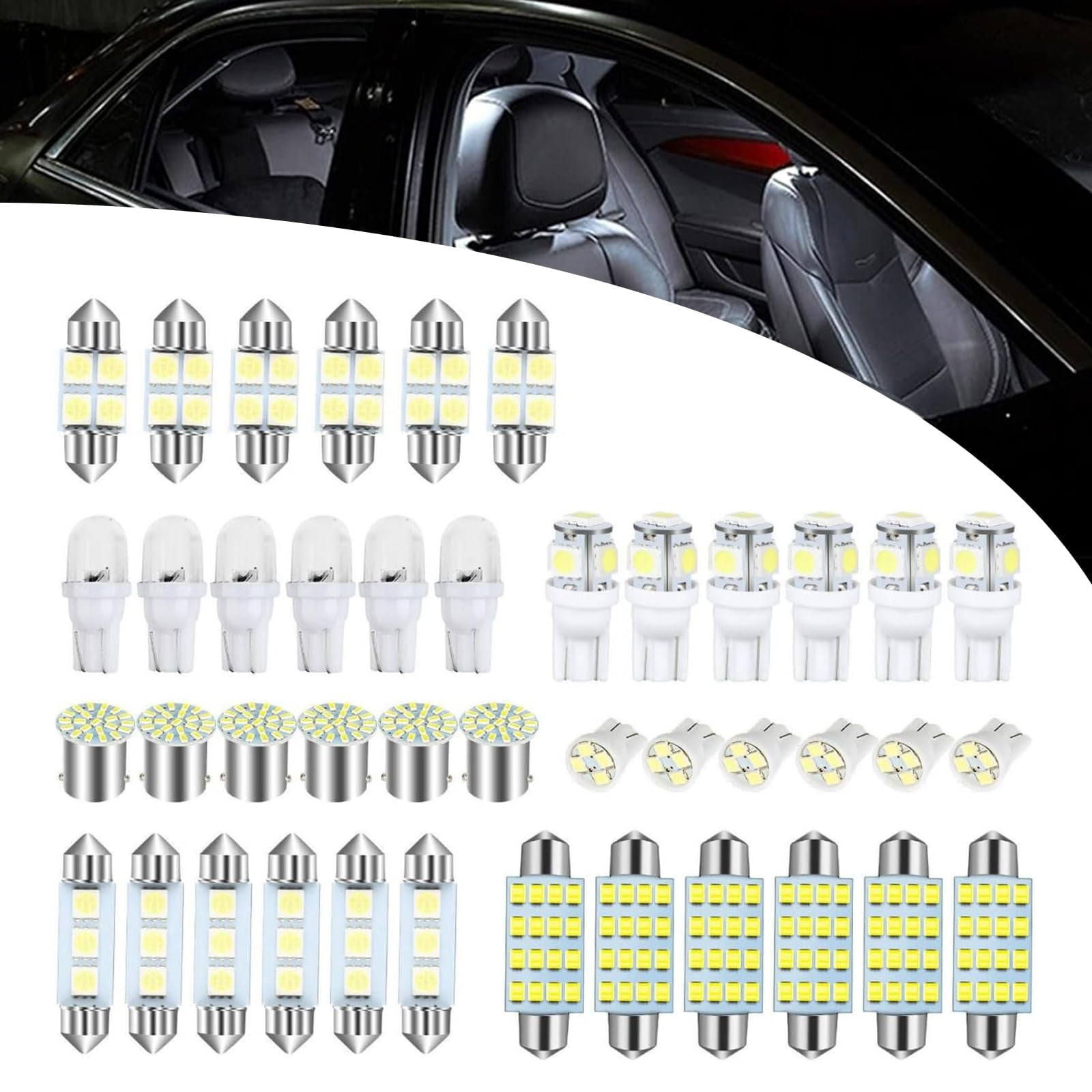 Jewkot 42 PCS Car IFF17 LED Interior Light Kit, T10 31mm 36mm 41mm ...