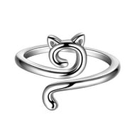 Silver Cat Animal Rings for Women 925 Sterling Silver Kitty Adjustment Rings Jewelry MotherS Day ...