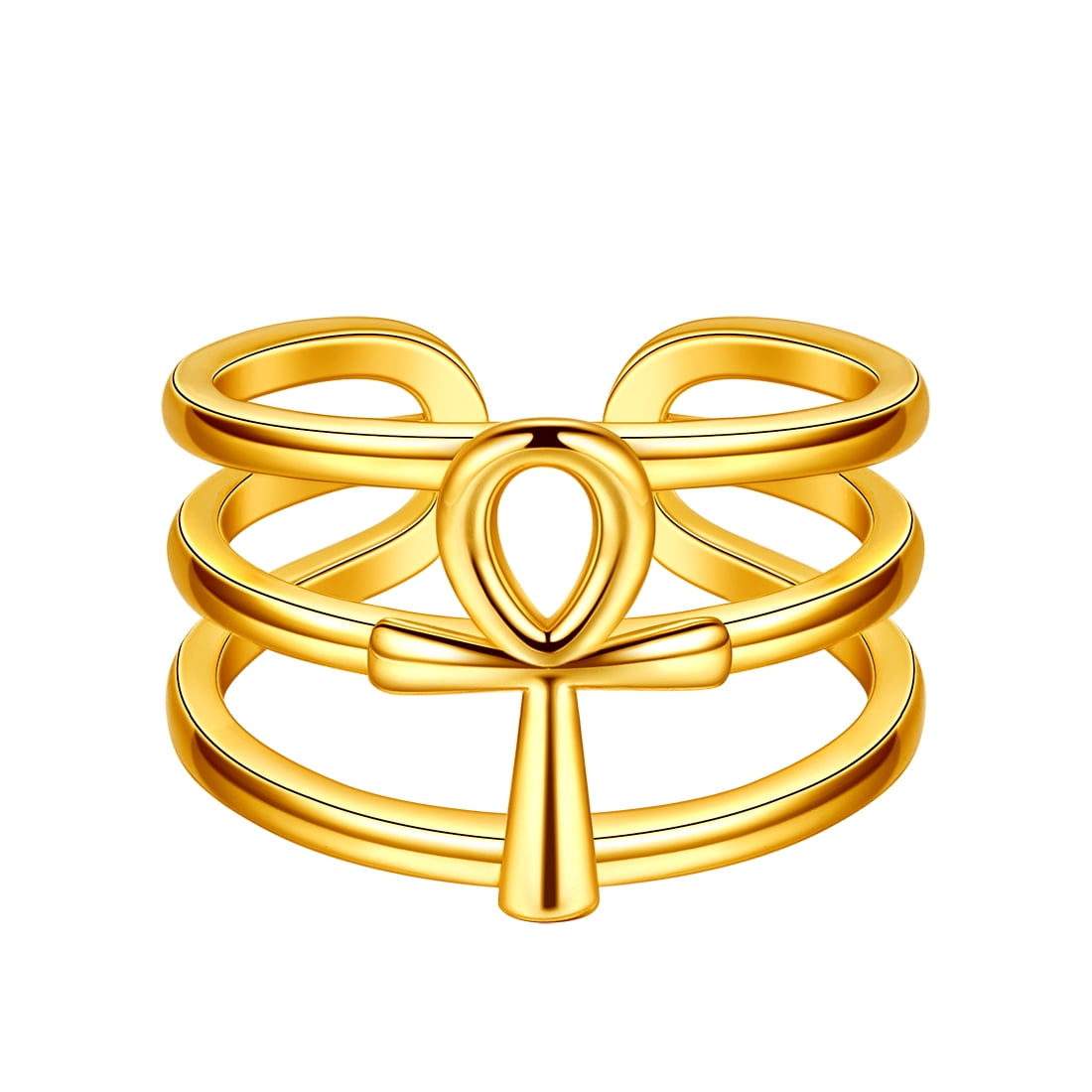 Jewmon Adjustable Ankh Cross Ring Egyptian Key of Life Ankh Ring ...