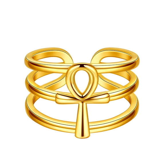 Jewmon Adjustable Ankh Cross Ring Egyptian Key of Life Ankh Ring ...