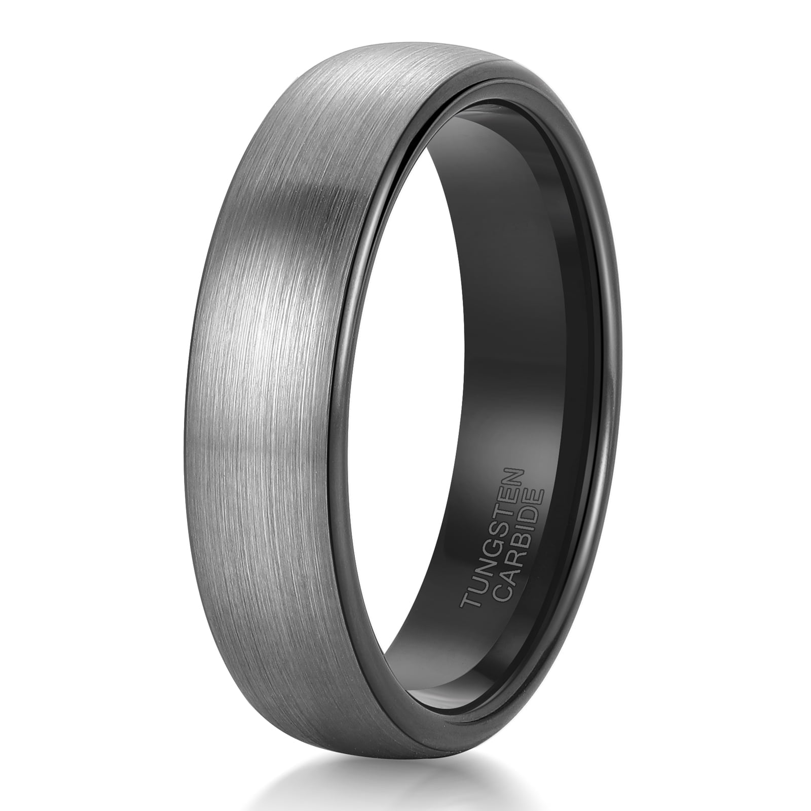 Jewmon Classic Gunmetal Gray Tungsten Wedding Band Ring,6mm, Comfort ...