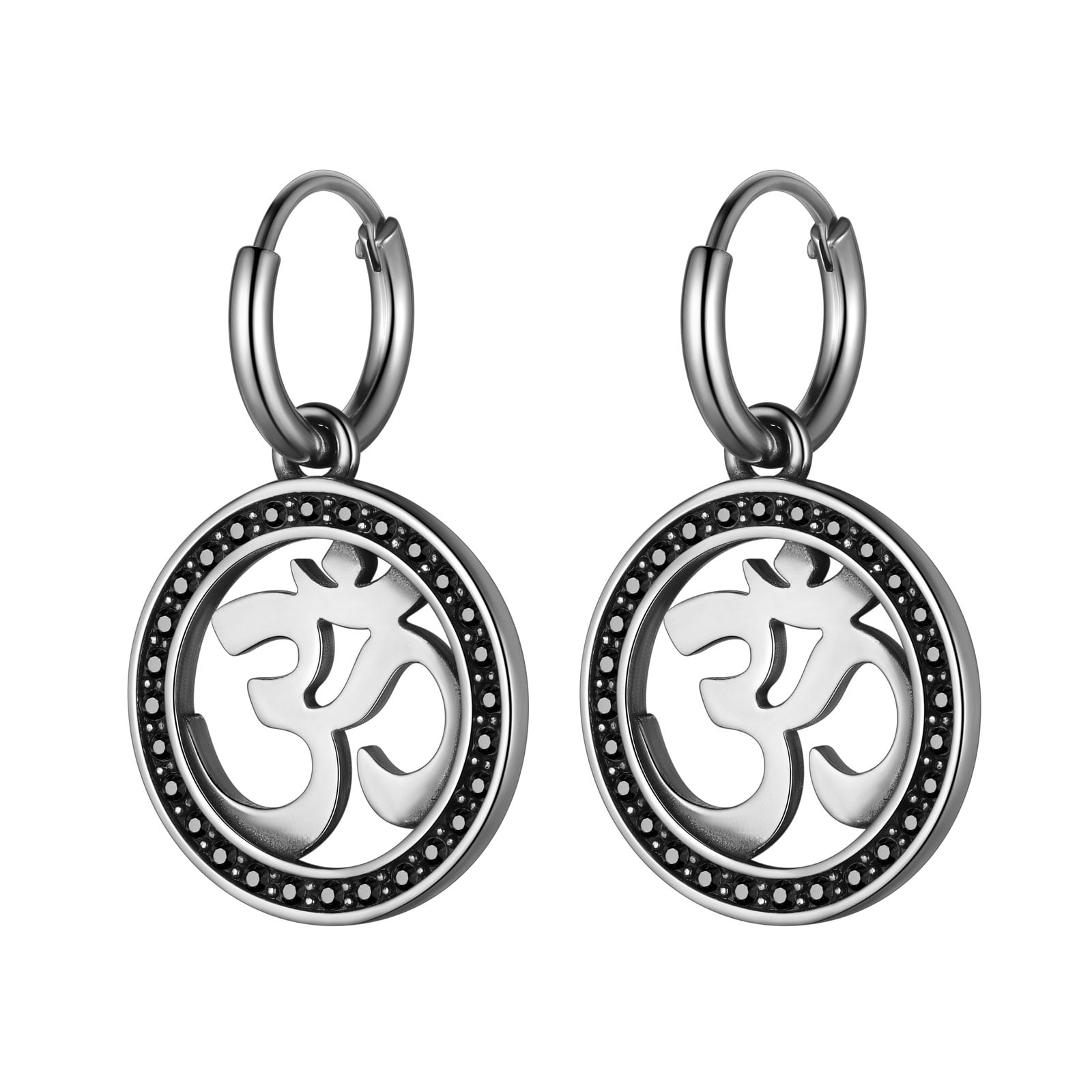 Jewmon Hinduism Yoga Aum Om Earrins Hoop for Women Men Stainless ...