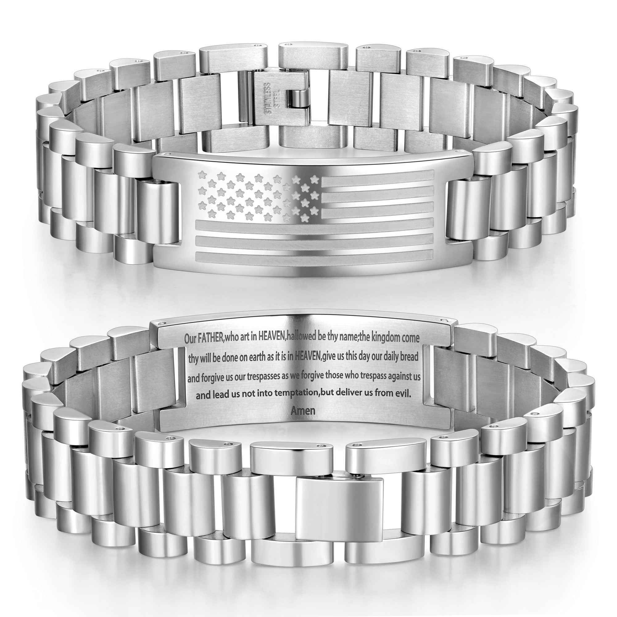 Jewmon Lord's Prayer Bilbe Verse christian Bracelet Stainless Steel 4th ...