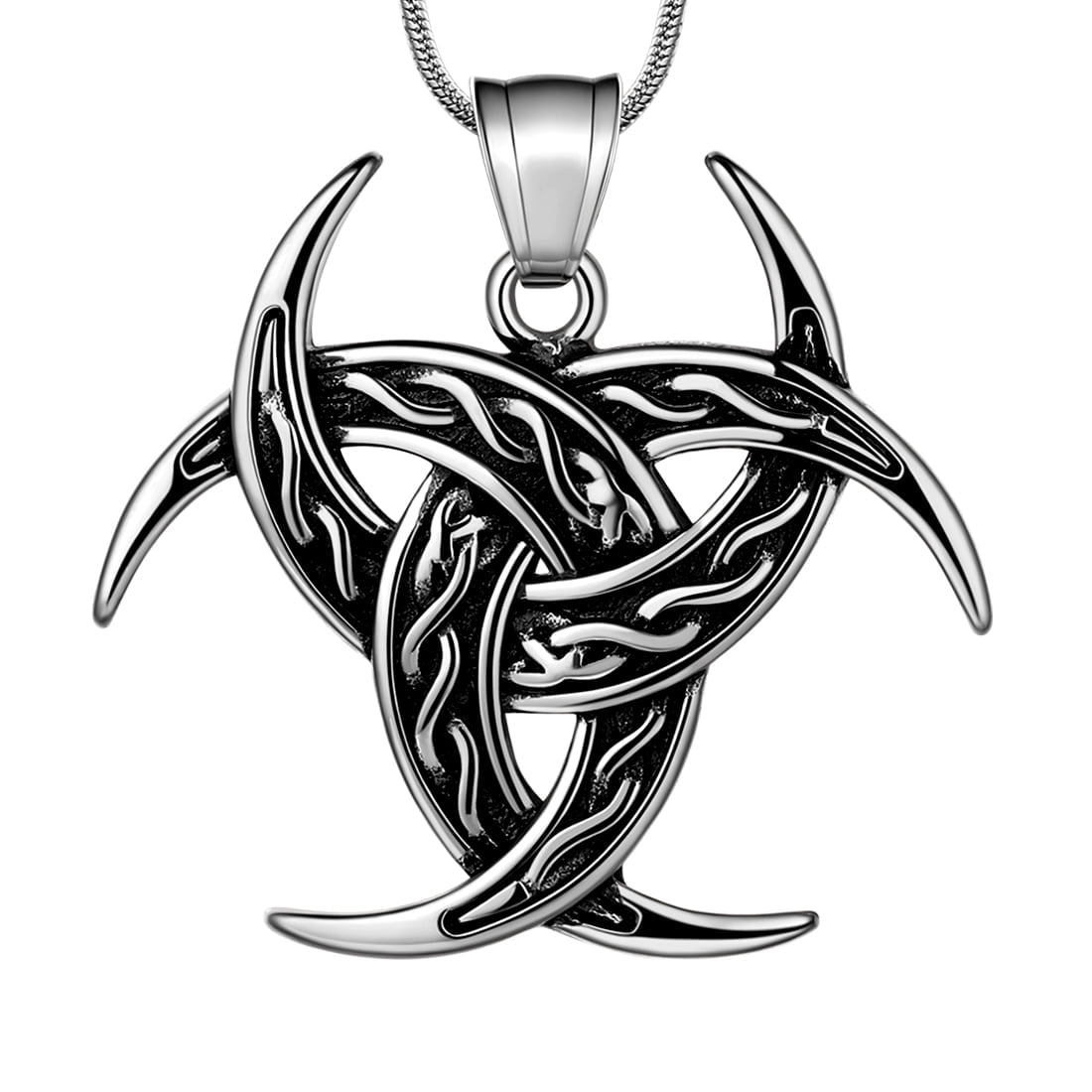 Jewmon Norse Viking Trinity Knot Necklace for Men Triple Odin Horn ...