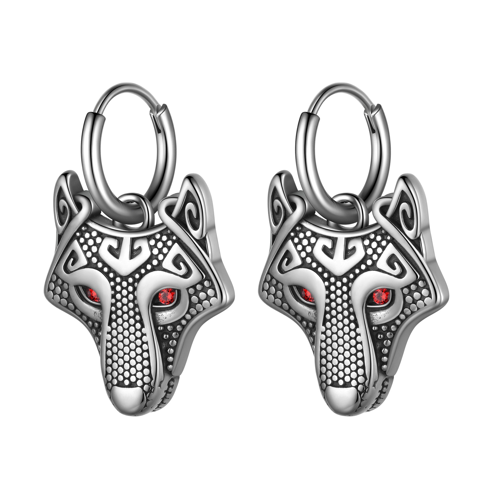 Jewmon Norse Viking Wolf Earrings for Men Women Stainless Steel Retro ...