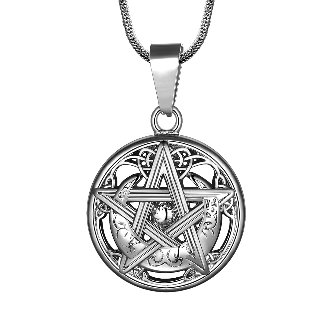 Jewmon Pentacle Pentagram Necklace for Men Celtic Knot Crescent Moon ...