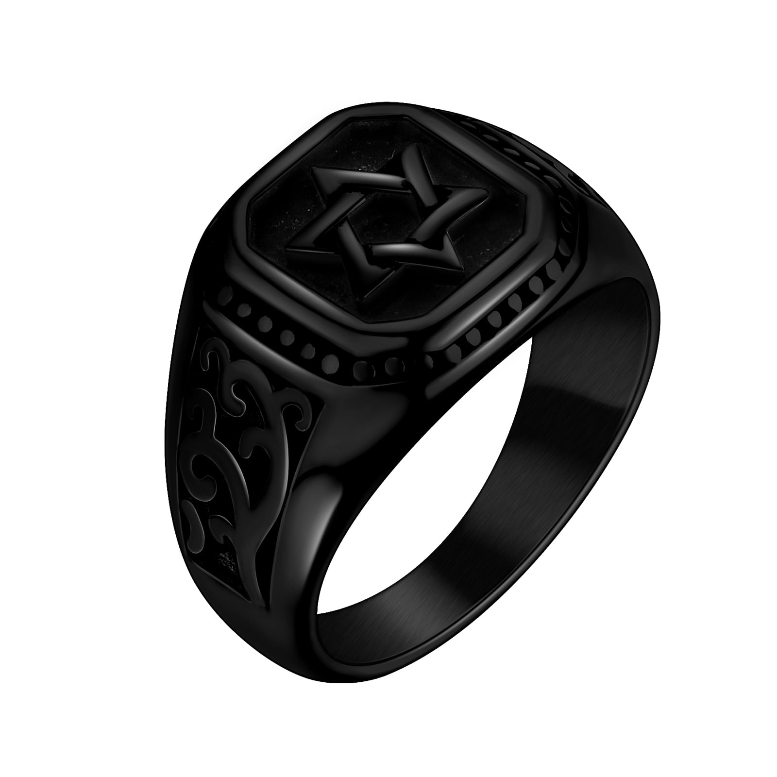 Jewmon Star of David Ring for Men Stainless Steel Black Thumb Ring ...