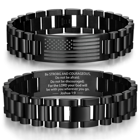 Black Shark Mesh Bracelet Goddad Gift - Strength Hope Engraved Bracelet ...