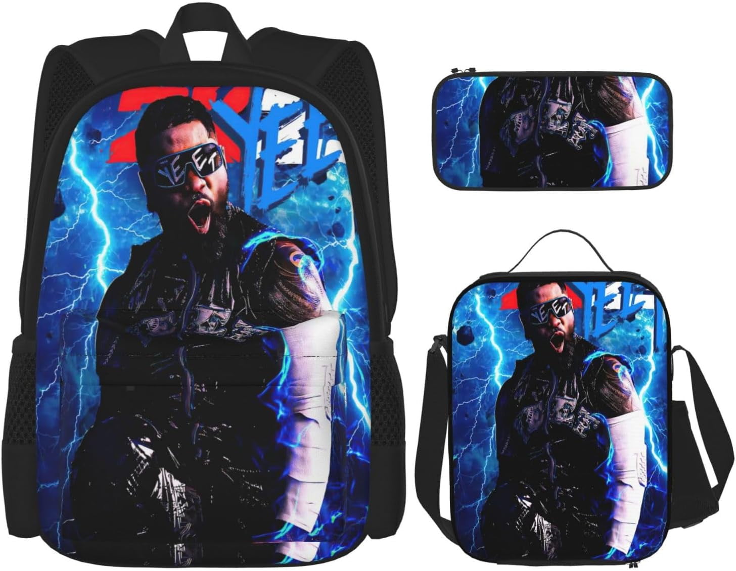 Jey USO Wrestler Backpack 3 Pieces Set With Lunch Bag And Pencil Pouch ...